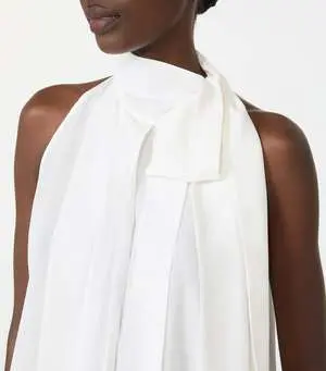 Max Mara Silk Tie Neck Blouse - White
