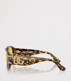 Dolce & Gabbana Tortoiseshell Aviator Sunglasses With Dg Motif