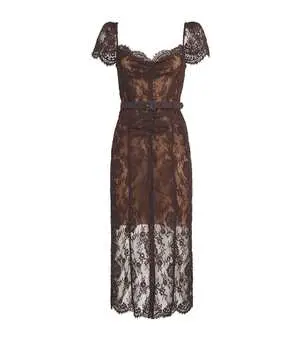 SELF-PORTRAIT Lace Floral Midi Dress
