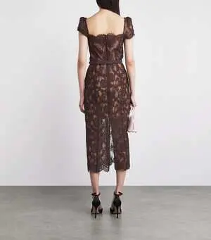 SELF-PORTRAIT Lace Floral Midi Dress