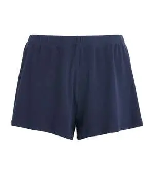 SKIMS Stretch-cotton Ribbed Shorts - Navy