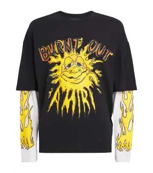 Amiri Cotton Burn Out T-shirt - Black