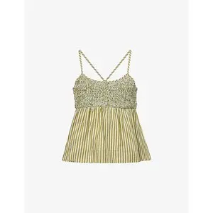 DAMSON MADDER Dinah Pinstripe Cotton Cami Top - Basil