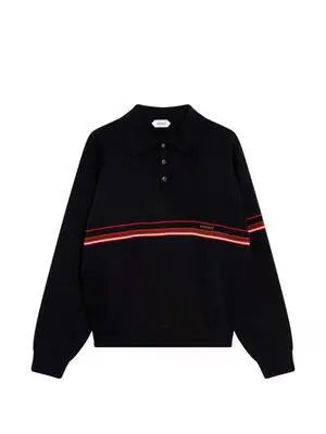 Versace Striped Long-sleeve Polo Shirt