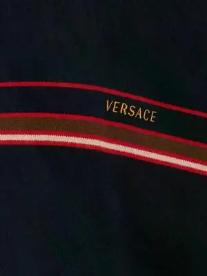 Versace Striped Long-sleeve Polo Shirt
