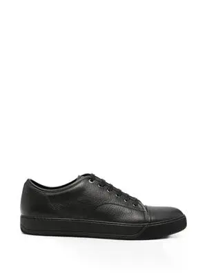 LANVIN Grained Leather Lace-up Sneakers - Black