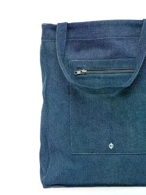 SAMSOE SAMSOE Logo Print Denim Tote Bag