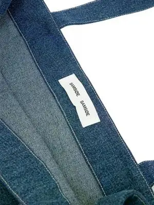SAMSOE SAMSOE Logo Print Denim Tote Bag