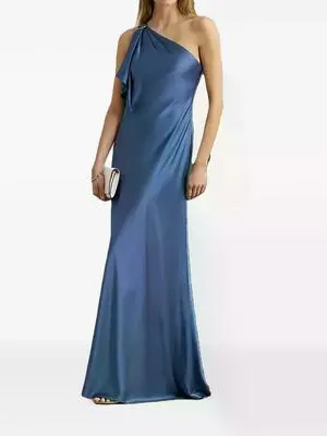 Ralph Lauren Elzira Ruffled One-shoulder Gown - Blue