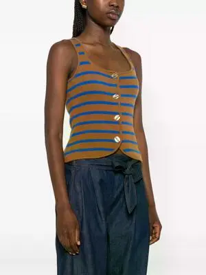 FORTE_FORTE Striped Button-fastening Vest