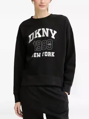Dkny Logo Embellished Crewneck Sweatshirt - Black