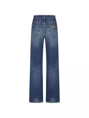 Miu Miu Faded Effect Logo-embroidered Jeans