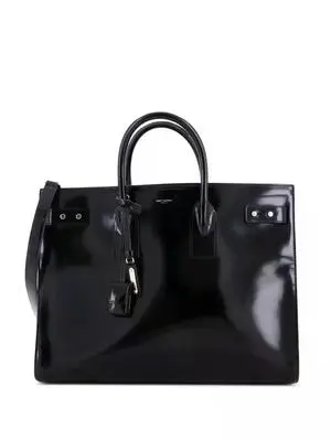 Saint Laurent Sac De Jour Thin Bag Patent Large Tote Bag - Black