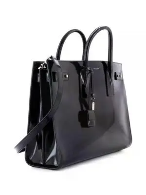 Saint Laurent Sac De Jour Thin Bag Patent Large Tote Bag - Black