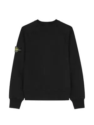 Stone Island Logo Patch Raglan Sleeve Sweatshirt - Black