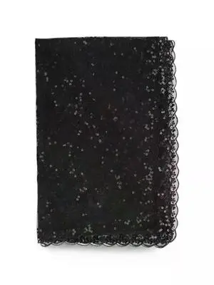 Vintage Floral-lace Sequin-embellished Scarf - Black
