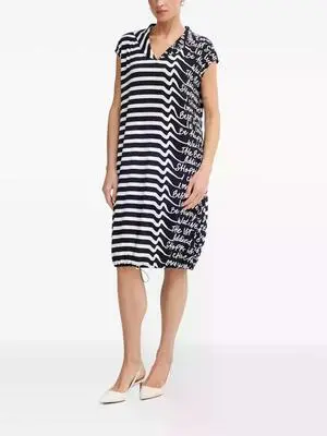 Joseph Ribkoff Striped Script Print V-neck Midi Dress - Black
