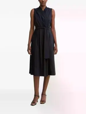 Joseph Ribkoff Sleeveless V-neck Belted Midi Dress - Blue