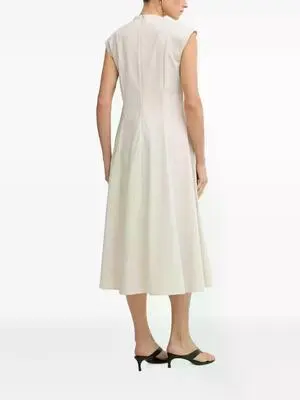 Joseph Ribkoff Sleeveless V-neck Midi Dress With Gold-tone Button Detail
