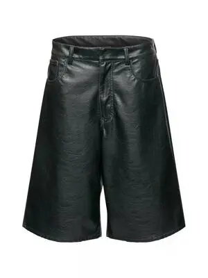MAISON MARGIELA Faux Leather Knee-length Tailored Shorts - Black