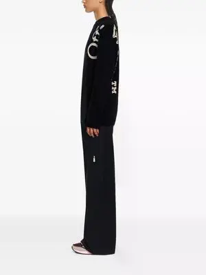 Off-White Vertical Bookish Embroidered Crew Neck Sweater