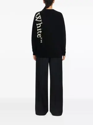 Off-White Vertical Bookish Embroidered Crew Neck Sweater