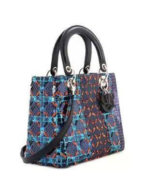 Dior Lady Sequin Jacquard Satchel - Black