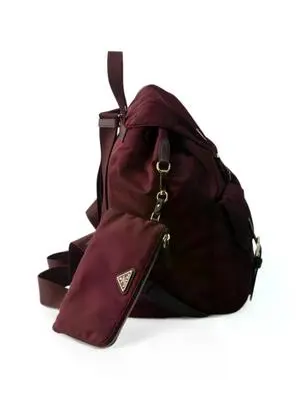 Prada Medium Re-nylon Backpack With Saffiano Leather Trim - Red
