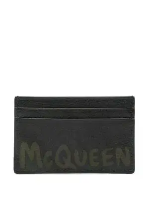Alexander McQueen Graffiti Pebbled-leather Cardholder - Black