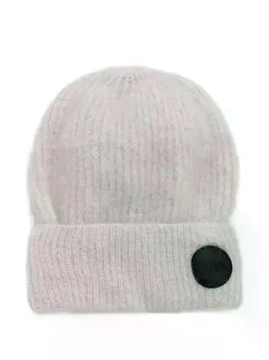 MMC STUDIO Ribbed Knit Beanie Hat With Logo Patch