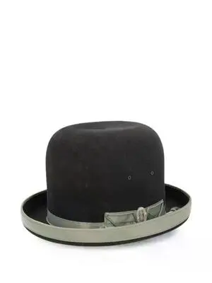 Vintage Buckled Bowler Hat - Black