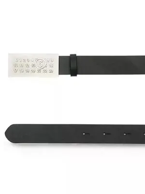 MAISON MARGIELA Slim Numeric Buckle Leather Belt - Black