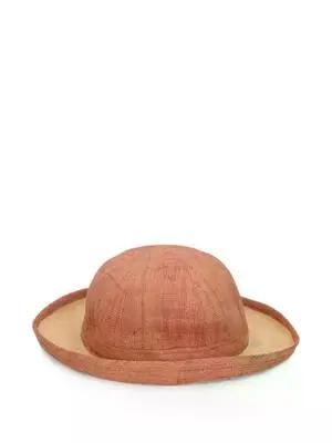 Vintage Woven Straw Wide-brim Hat - Orange