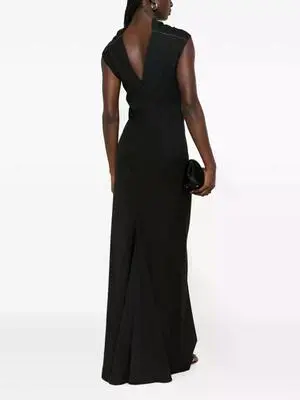 Brunello Cucinelli Monili-trim V-back Gown - Black