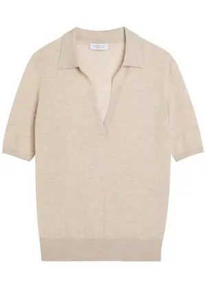 Gabriela Hearst Gabriela Hearst Cashmere And Silk-Blend Polo Top Beige
