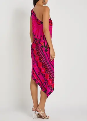 Emilio Pucci Asymmetric Printed Silk Midi Dress