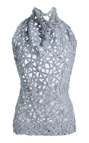 DIOTIMA Embroidered Halter Top - Grey