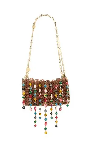 Rabanne Mini 1969 Fringed Wooden Chainmail Bag - Brown