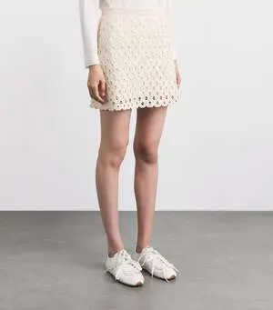 Sandro Crochet Beaded Mini Skirt - Beige