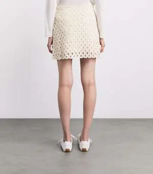 Sandro Crochet Beaded Mini Skirt - Beige