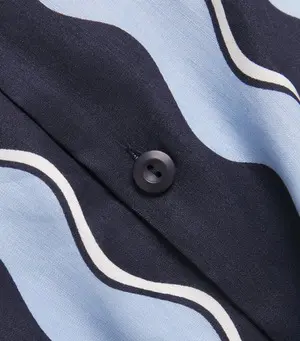 Sandro Linen-blend Waves Print Shirt - Blue