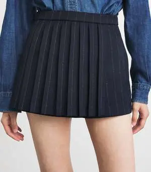 Maje Pleated Metallic Stripe Shorts