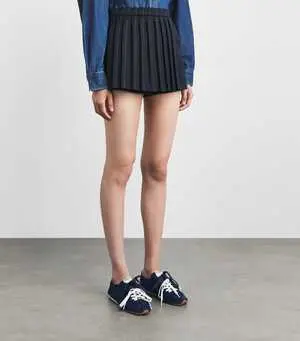 Maje Pleated Metallic Stripe Shorts