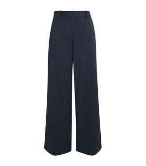 Maje Striped Palazzo Suit Trousers With Metallic Detail - Blue