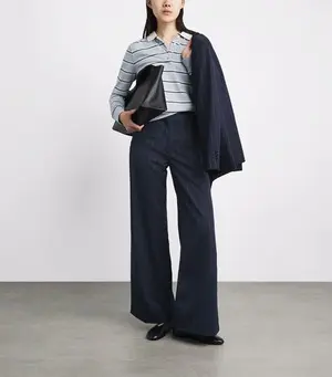 Maje Striped Palazzo Suit Trousers With Metallic Detail