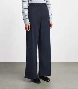 Maje Striped Palazzo Suit Trousers With Metallic Detail
