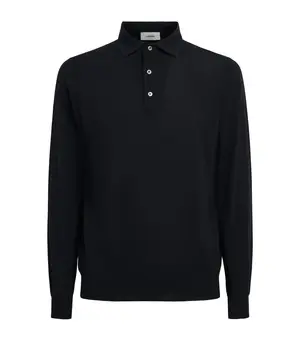 LARDINI Virgin Wool Long-sleeve Polo Shirt