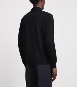 LARDINI Virgin Wool Long-sleeve Polo Shirt