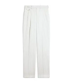 Dunhill Linen Pinstripe Tailored Trousers - Ivory