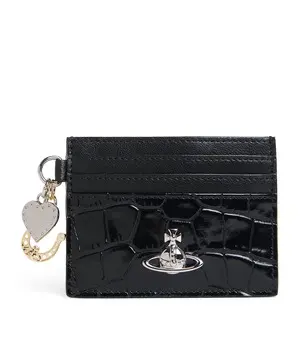 VIVIENNE WESTWOOD Leather Embellished Orb Card Holder - Black